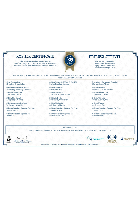 Certificates | PACKAGING SYSTEMS